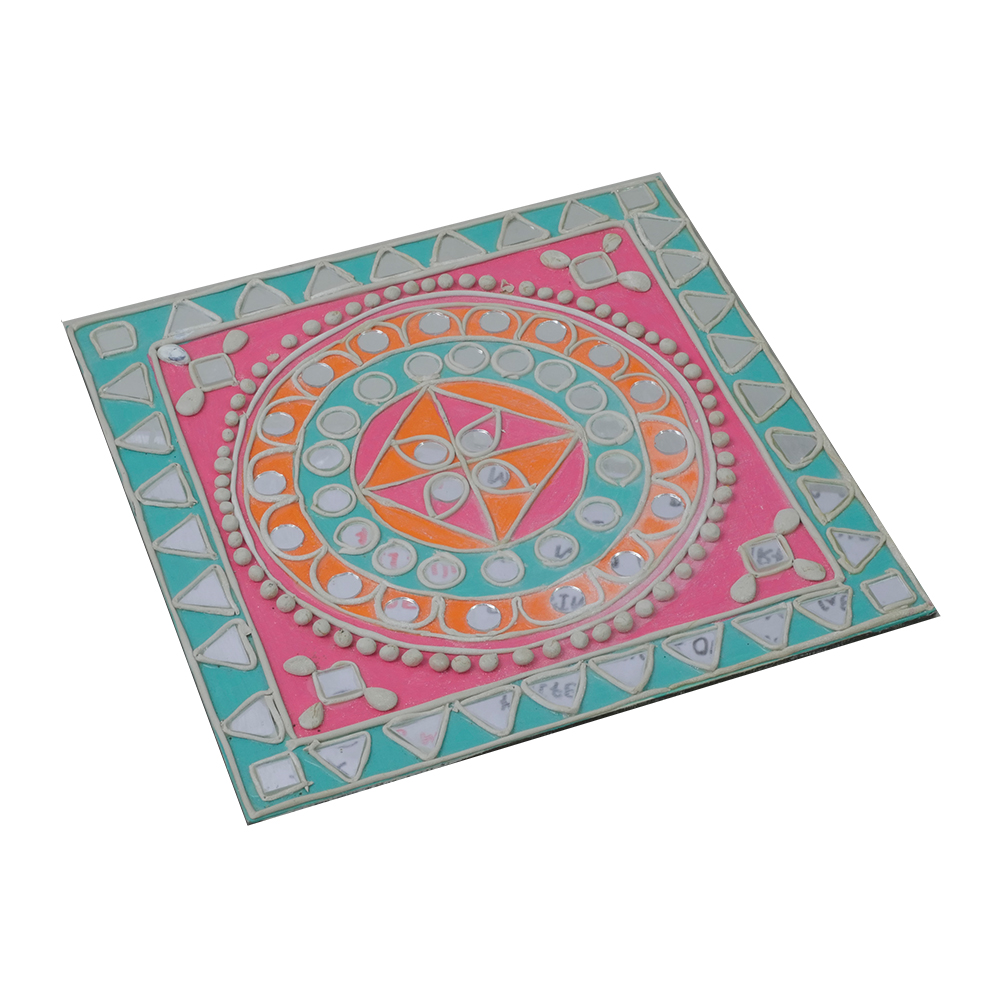 Exclusive Square Table Coaster hand-painted with Lippan Art by Penkraft